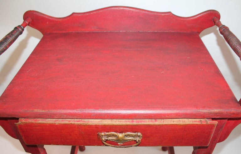 Amazing 19th Century Side Table in Original Red Painted Surface at 1stDibs