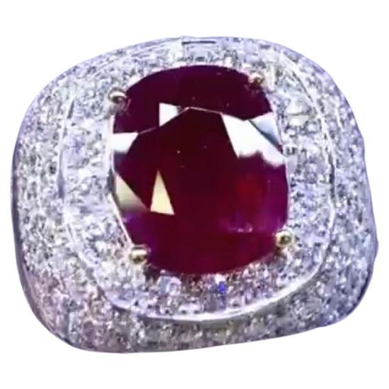 Amazing Flower Design Ct 7, 12 of Diamonds and Ruby on Ring For Sale at ...