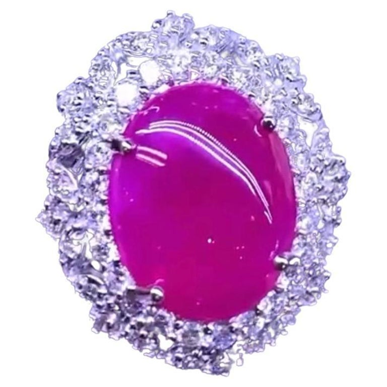 Amazing 9,22 Carats of Natural Ruby and Diamonds on Ring For Sale at ...