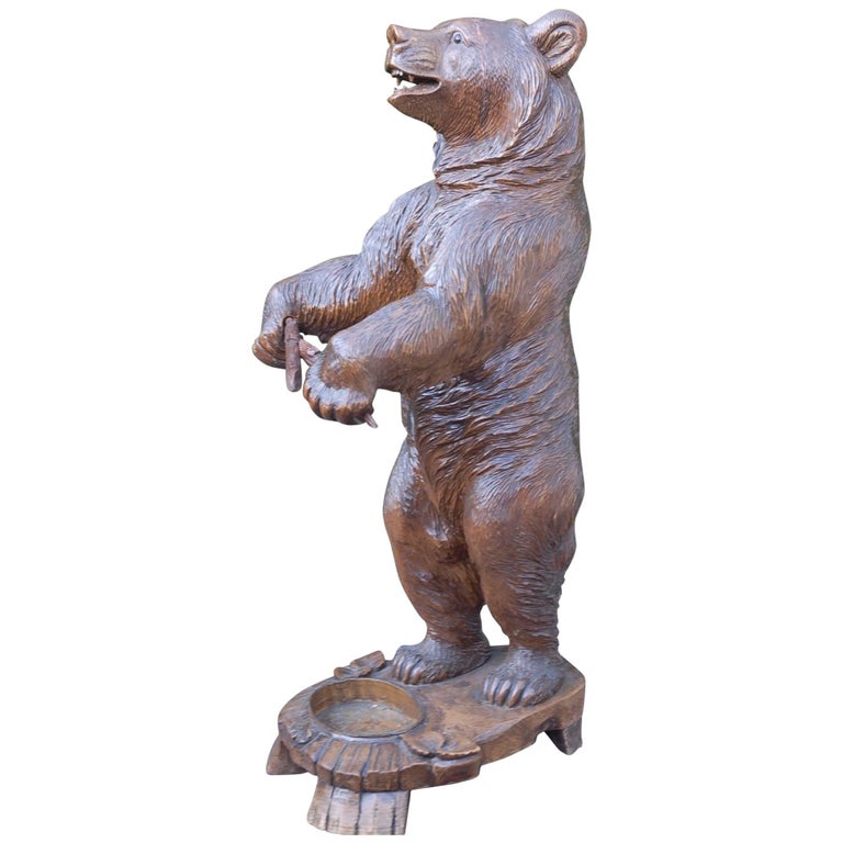 Amazing and All Hand-Carved Swiss Black Forest Standing Bear Umbrella ...