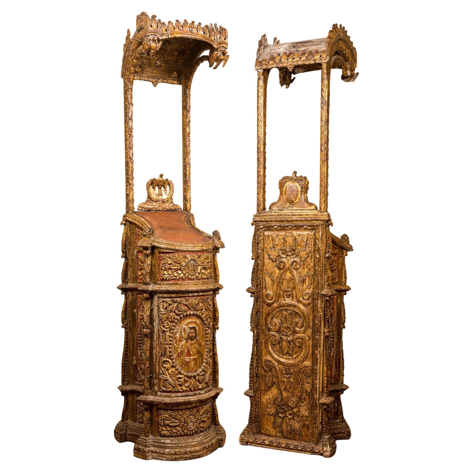 Antique Oak Church Pulpit Podium / Lectern at 1stDibs