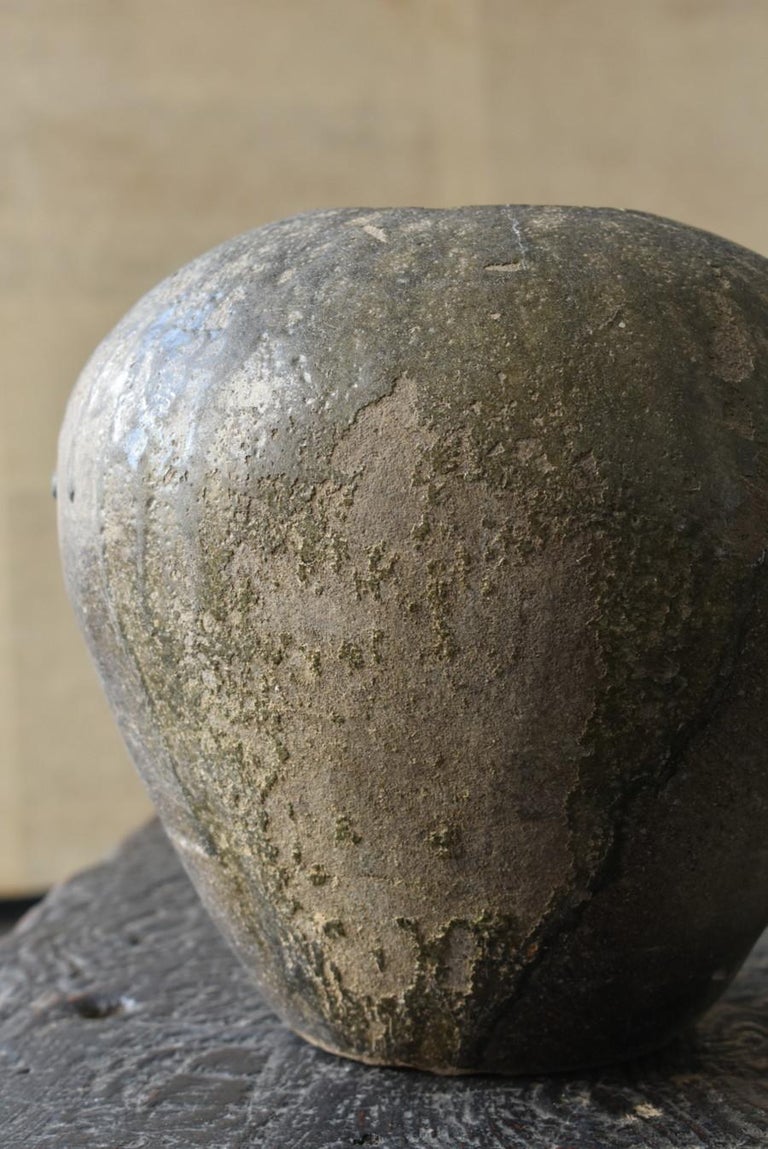 Amazing antique Japanese pottery jar/beautiful natural glaze vase/9 ...