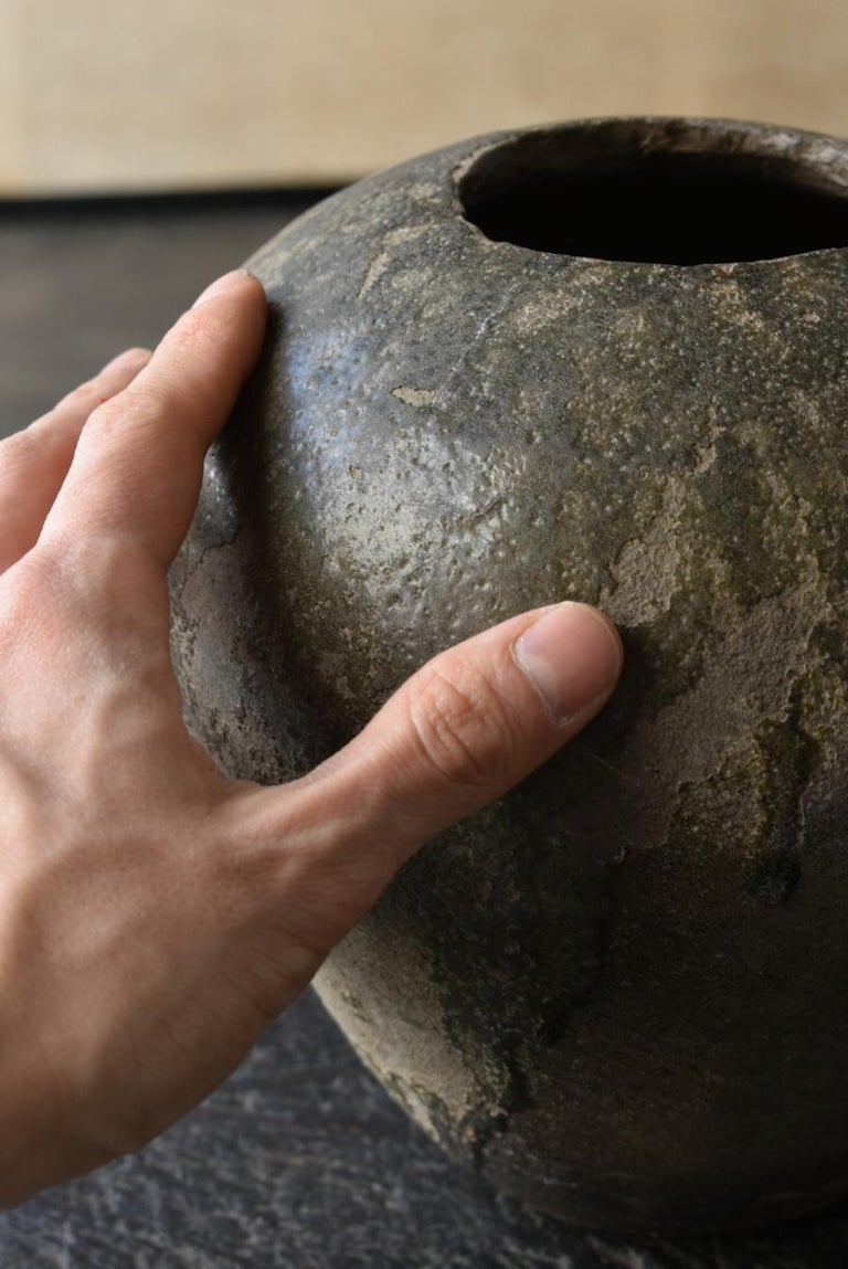 Amazing antique Japanese pottery jar/beautiful natural glaze vase/9 ...