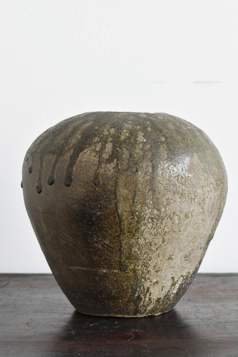 Amazing antique Japanese pottery jar/beautiful natural glaze vase/9 ...