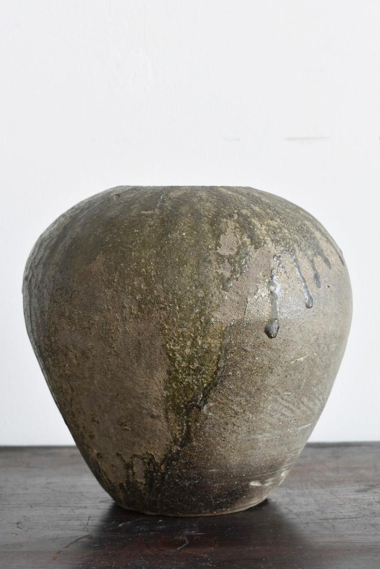 Amazing antique Japanese pottery jar/beautiful natural glaze vase/9 ...
