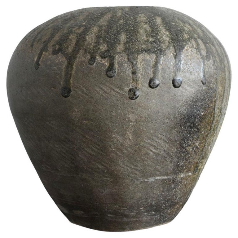 Amazing antique Japanese pottery jar/beautiful natural glaze vase/9 ...