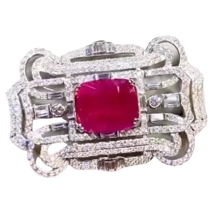 Amazing Art Deco brooch with 11.55 carats of ruby and diamonds For Sale ...