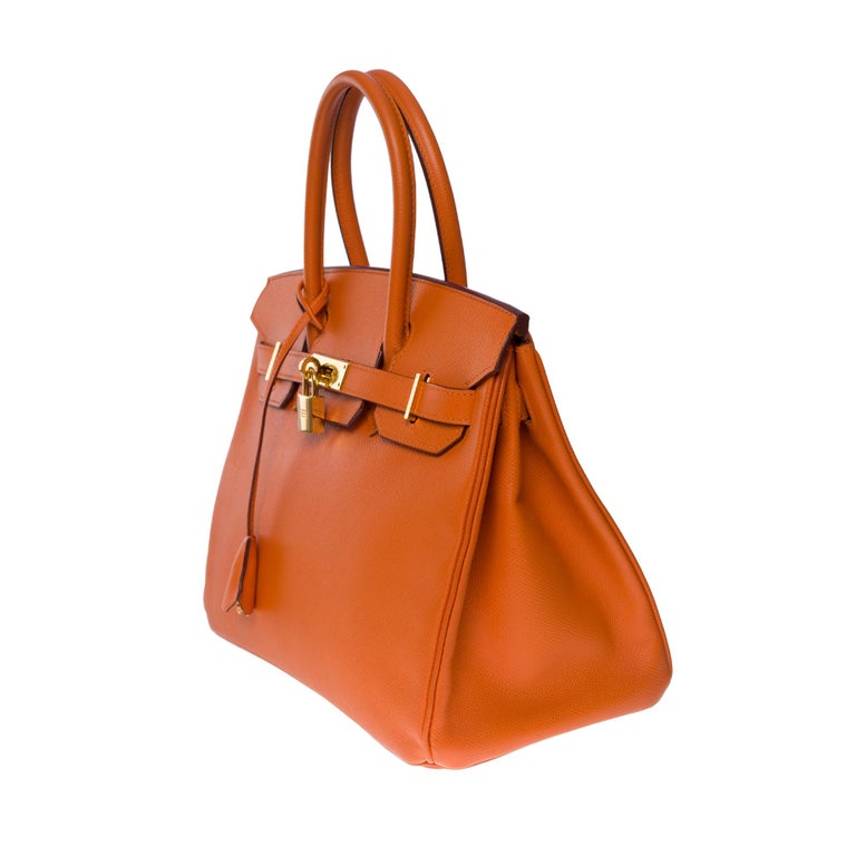 Amazing and Bright Hermès Birkin 30 handbag in Orange H Epsom leather ...