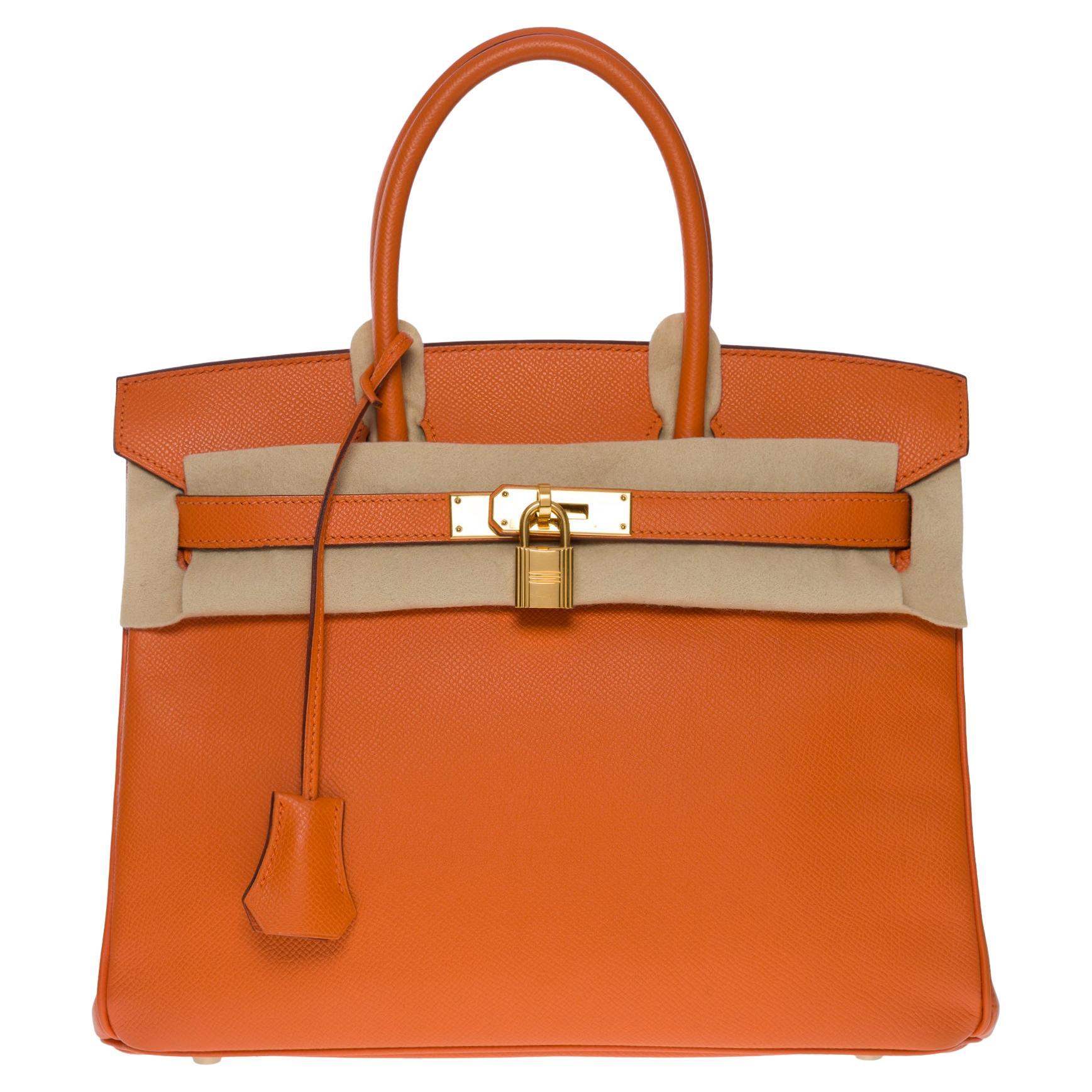 Amazing and Bright Hermès Birkin 30 handbag in Orange H Epsom leather ...
