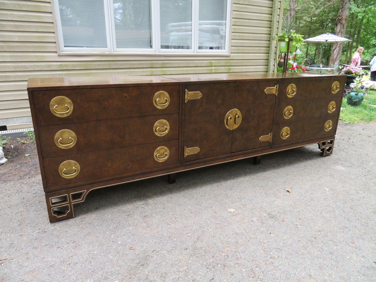 Amazing Burled Amboyna Brass Three-Piece Mastercraft Credenza Buffet ...