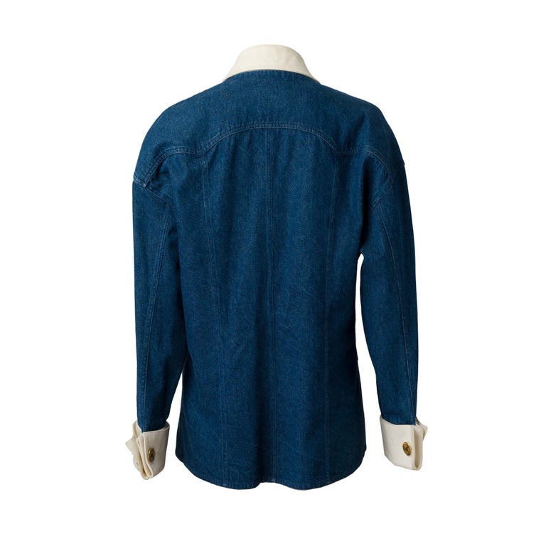 Amazing Chanel Jacket in blue and white denim at 1stDibs