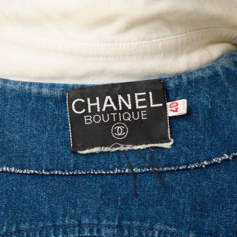 Amazing Chanel Jacket in blue and white denim at 1stDibs
