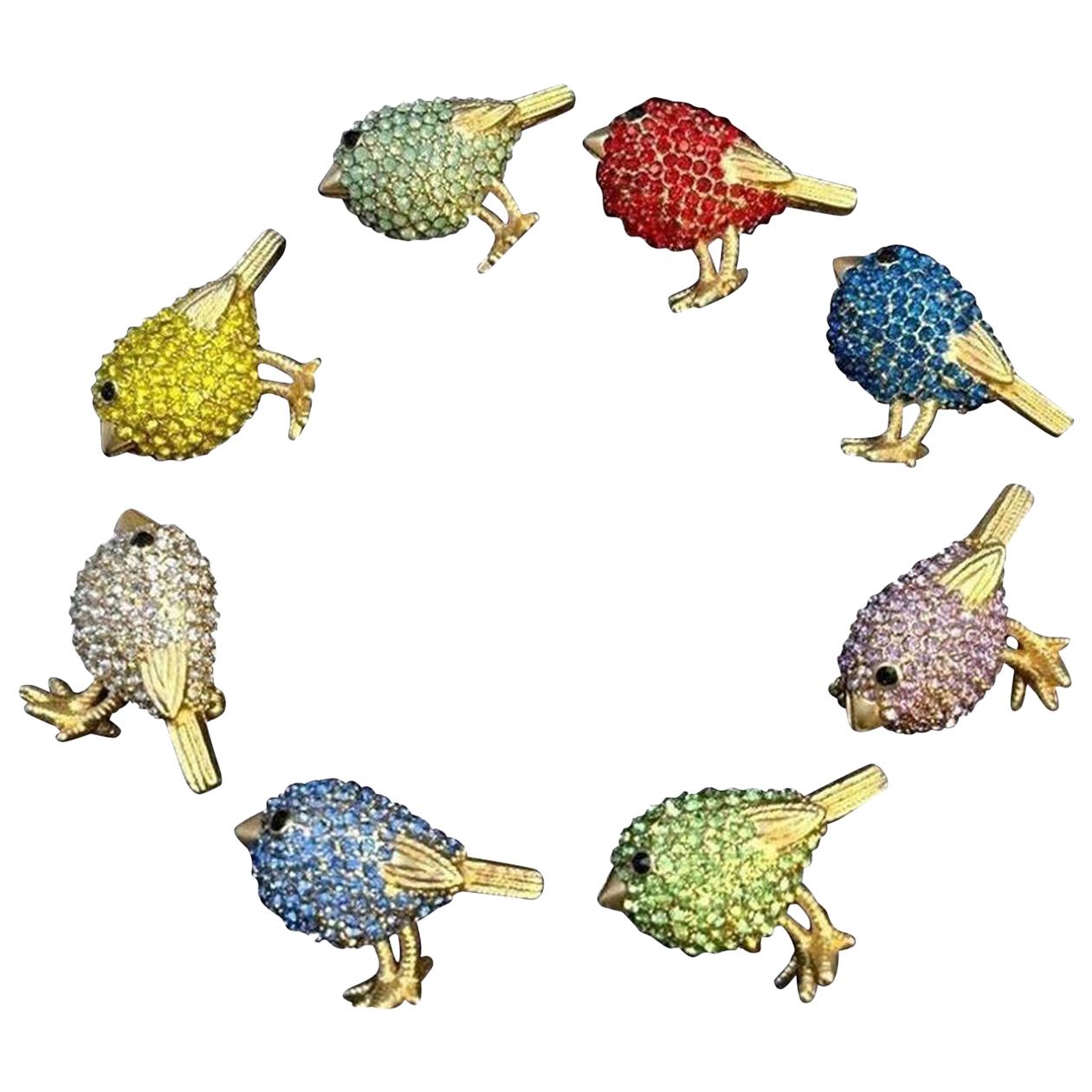 Amazing CINER 8 Flock of Bird Pins Estate Collection Vintage Jewelry ...