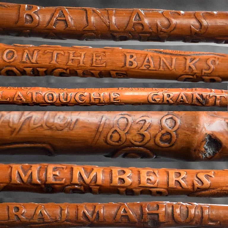 Amazing Circa 1838 Folk art walking stick For Sale at 1stDibs