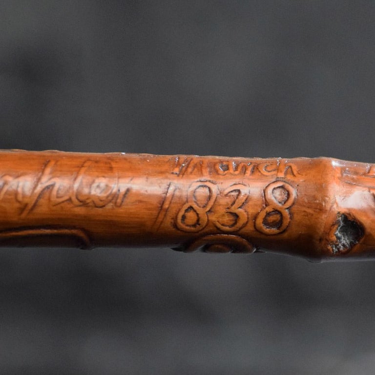 Amazing Circa 1838 Folk art walking stick For Sale at 1stDibs
