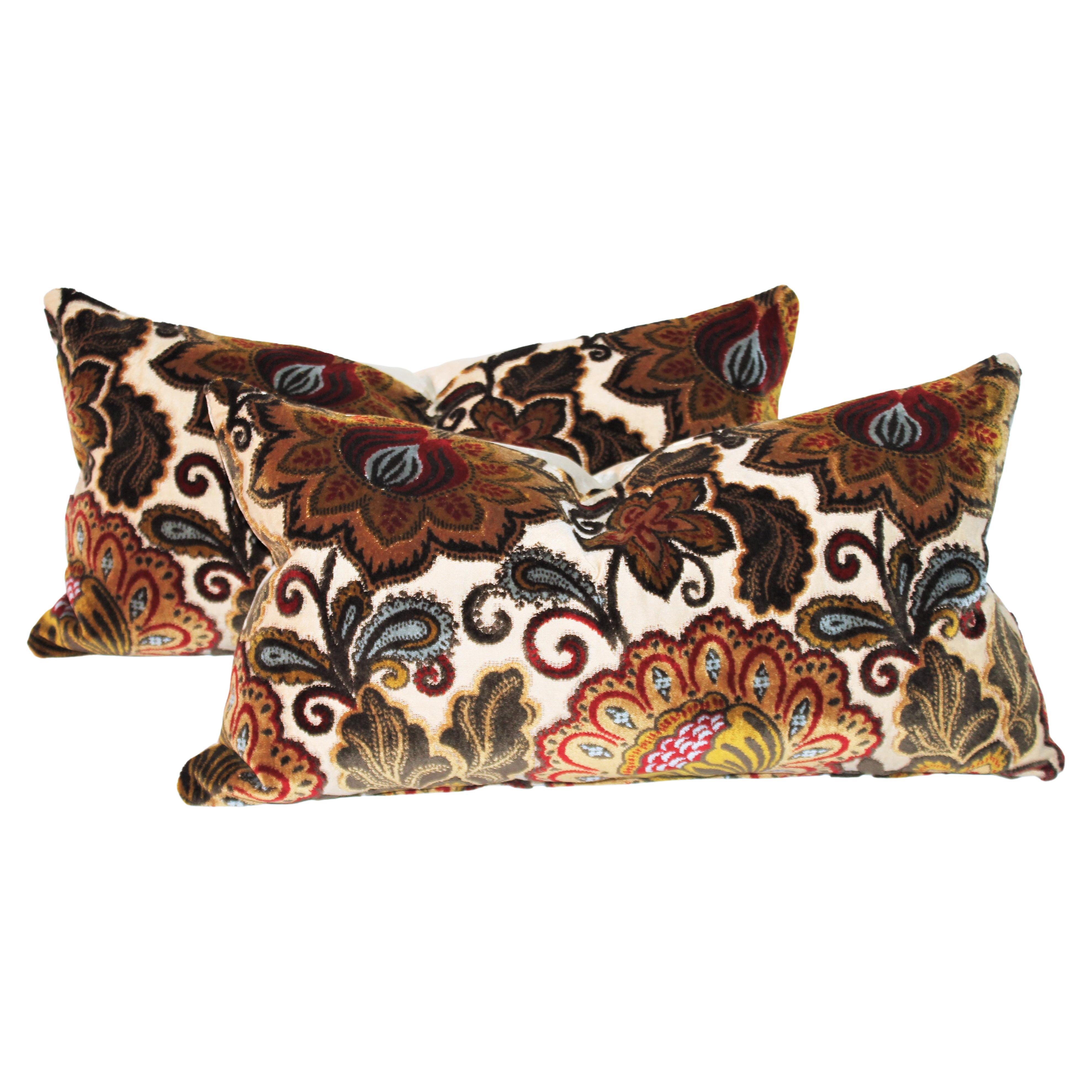 Pair of Studio Maison Nurita Patchwork Silk and Cut Pile Velvet Pillows ...