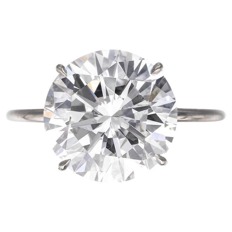 Amazing GIA Certified 4 Carat Round Brilliant Cut Diamond Ring For Sale ...