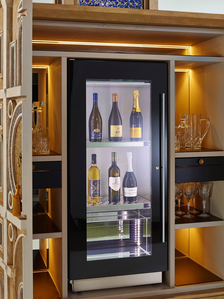 Amazing Hand Decorated Cabinet Mosaic Insert Hard Leather and Mirror on ...