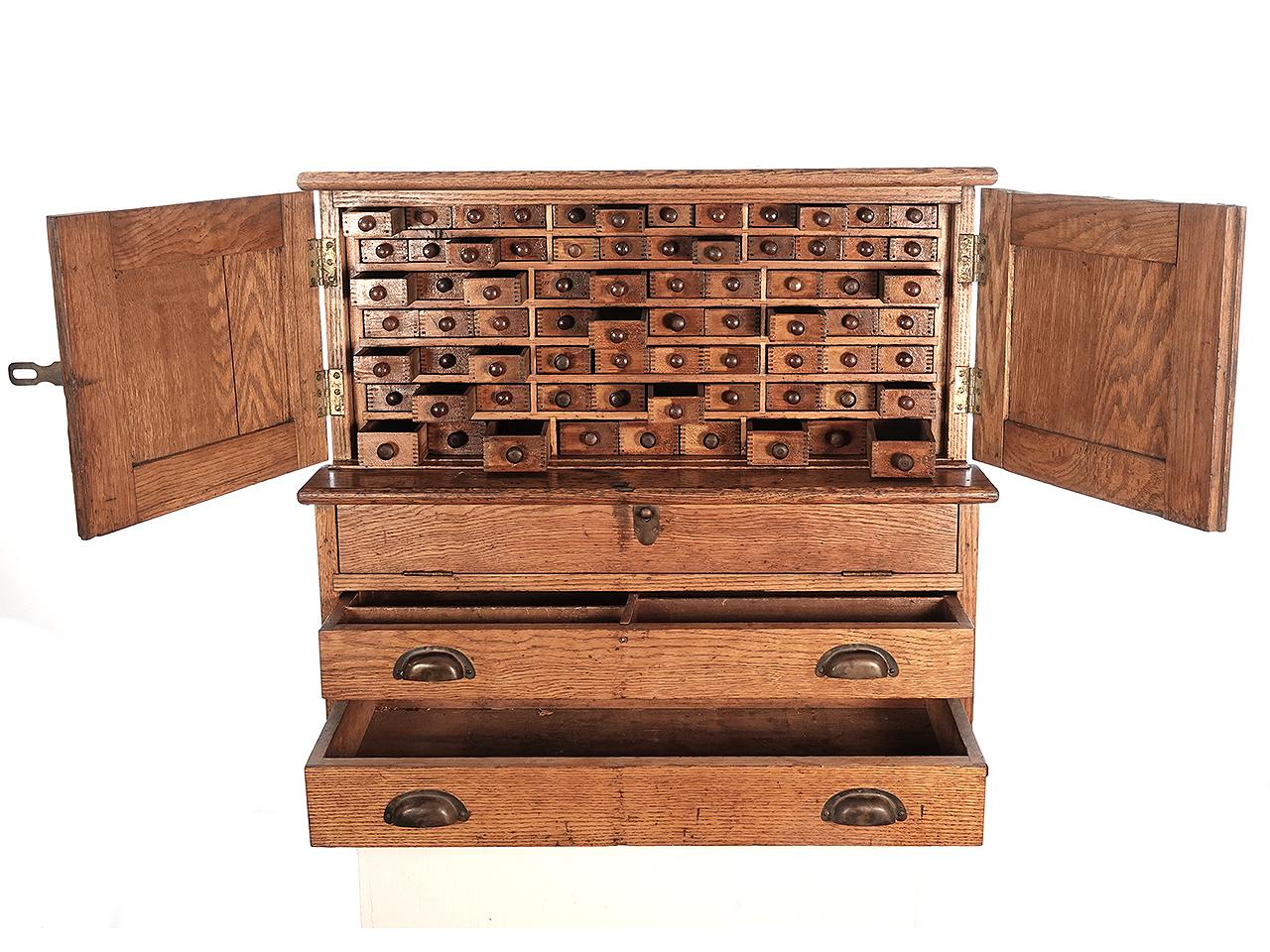 Amazing Handmade Machinists 75 Draw Oak Tool Chest For Sale at 1stDibs ...