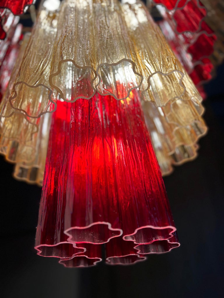Amazing Italian Red and Gold Chandelier by Valentina Planta, Murano For ...