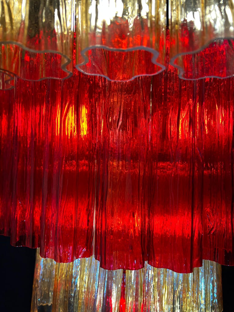 Amazing Italian Red and Gold Chandelier by Valentina Planta, Murano For ...