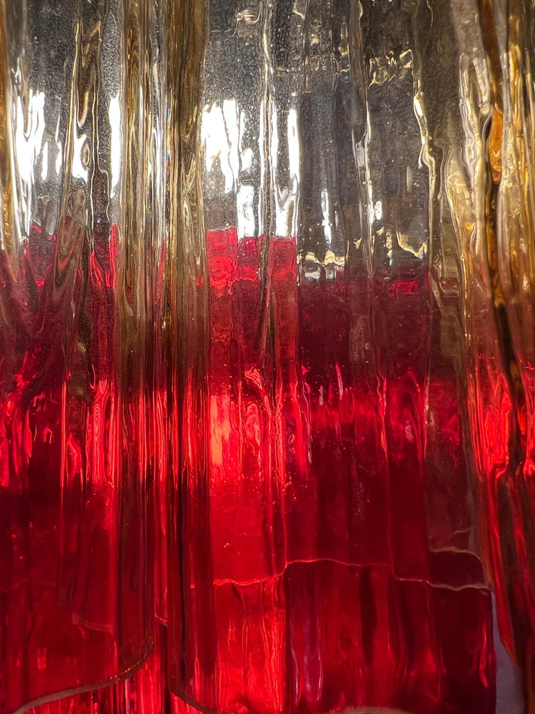 Amazing Italian Red and Gold Chandelier by Valentina Planta, Murano For ...