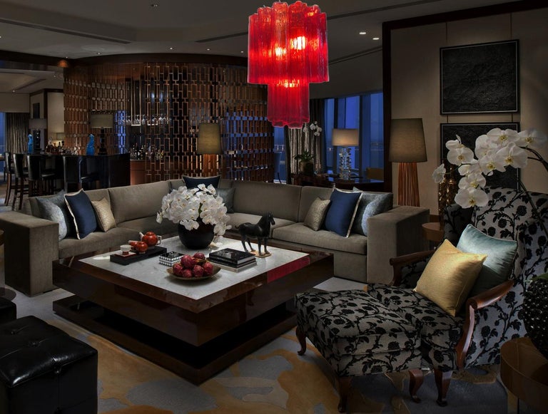 Amazing Italian ruby-red Italian Chandelier by Valentina Planta, Murano ...