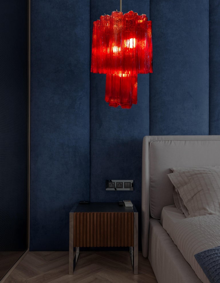 Amazing Italian ruby-red Italian Chandelier by Valentina Planta, Murano ...