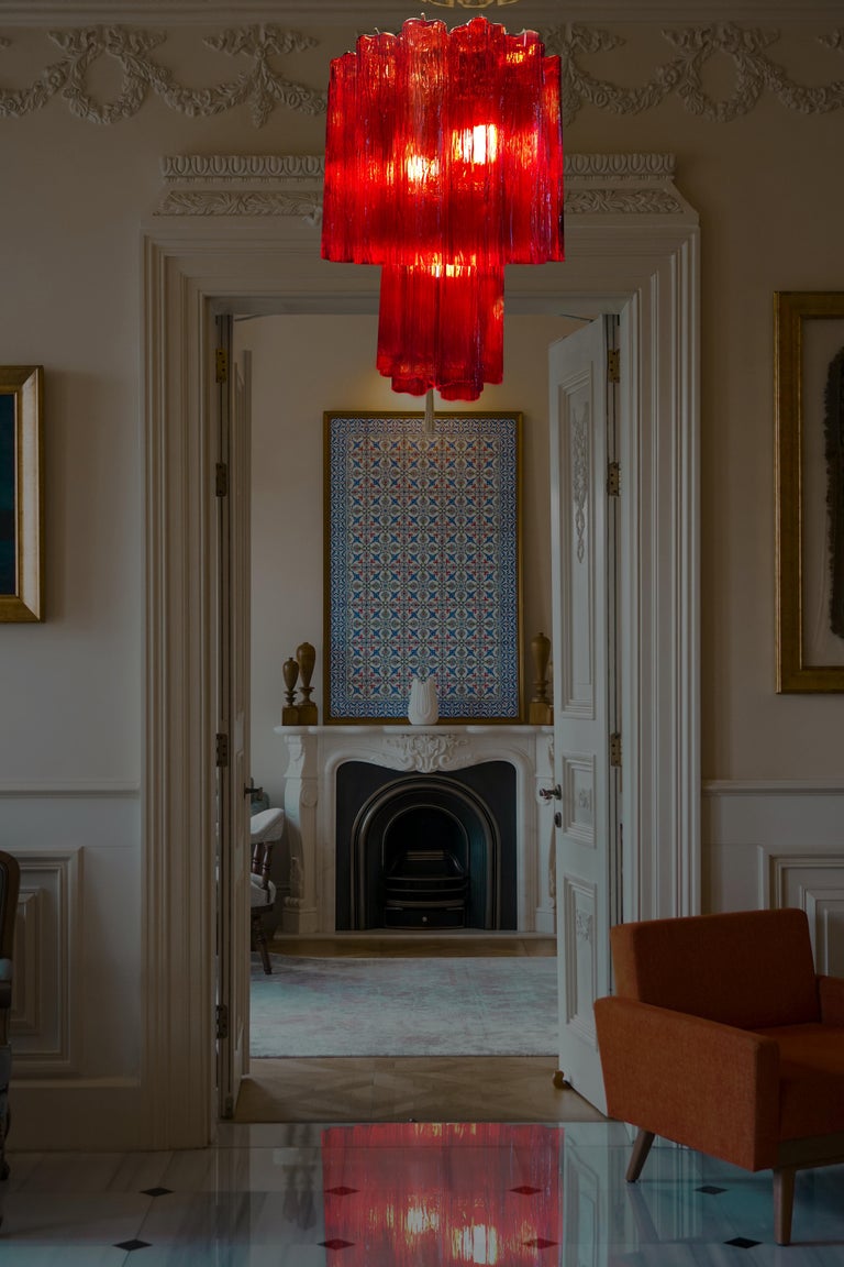 Amazing Italian ruby-red Italian Chandelier by Valentina Planta, Murano ...