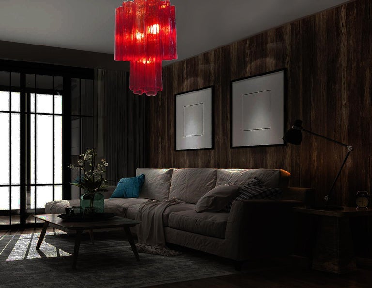 Amazing Italian ruby-red Italian Chandelier by Valentina Planta, Murano ...