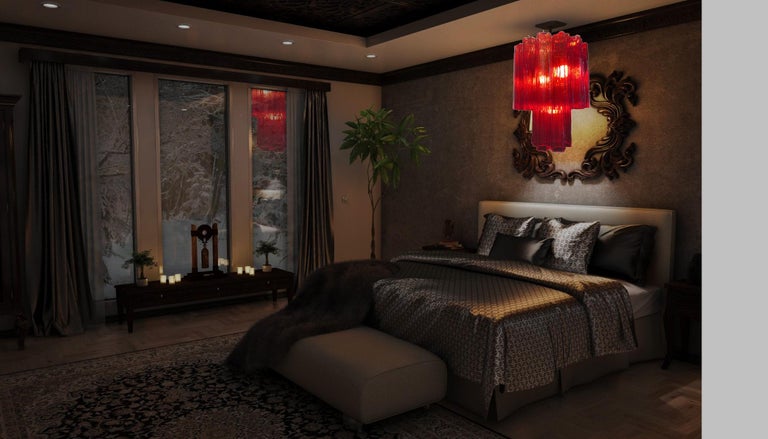 Amazing Italian ruby-red Italian Chandelier by Valentina Planta, Murano ...