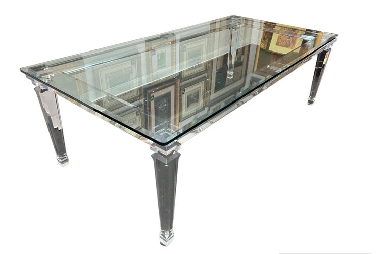 Amazing Modern Lucite and Glass Dining Table For Sale at 1stDibs