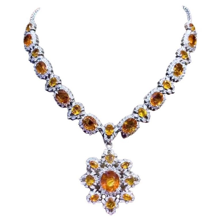 Amazing Necklace with 70 Carats of Sapphires and Diamonds For Sale at ...