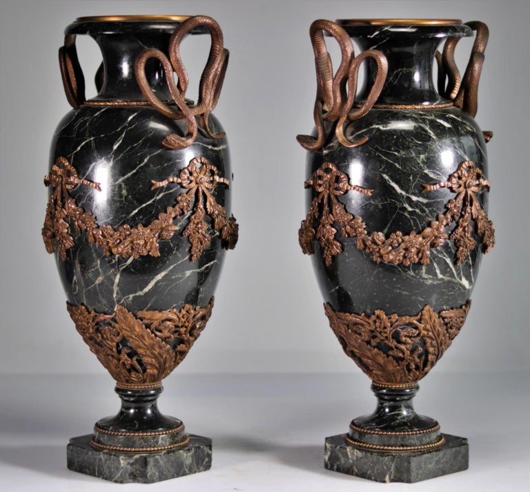 Amazing Pair of Marble and Bronze Cassolettes 19th Century Empire ...
