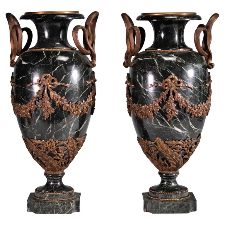 Amazing Pair of Marble and Bronze Cassolettes 19th Century Empire ...