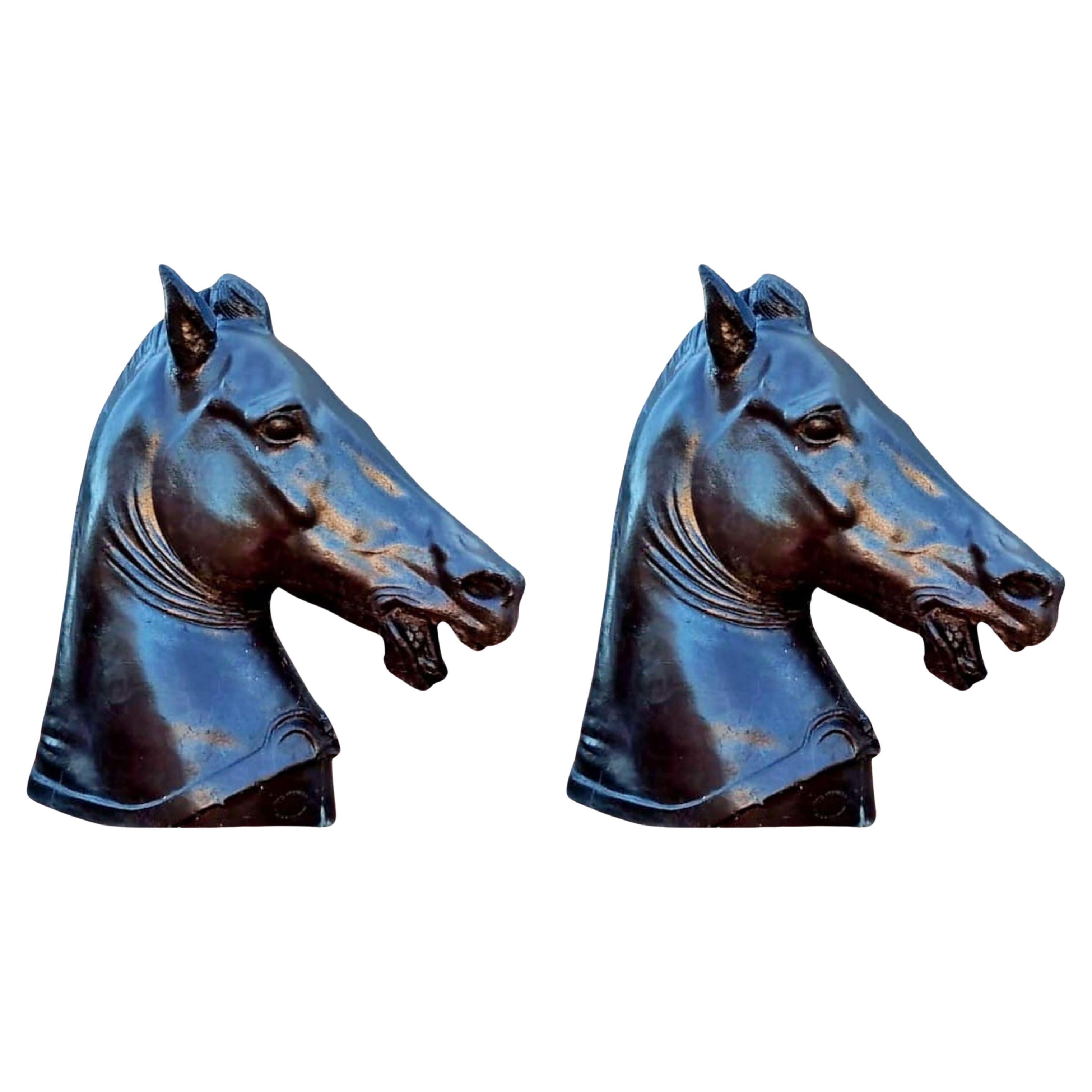 TPAIR OF TERRACOTTA HORSE HEAD OF SELENE'S CHARIOT 20th Century For ...