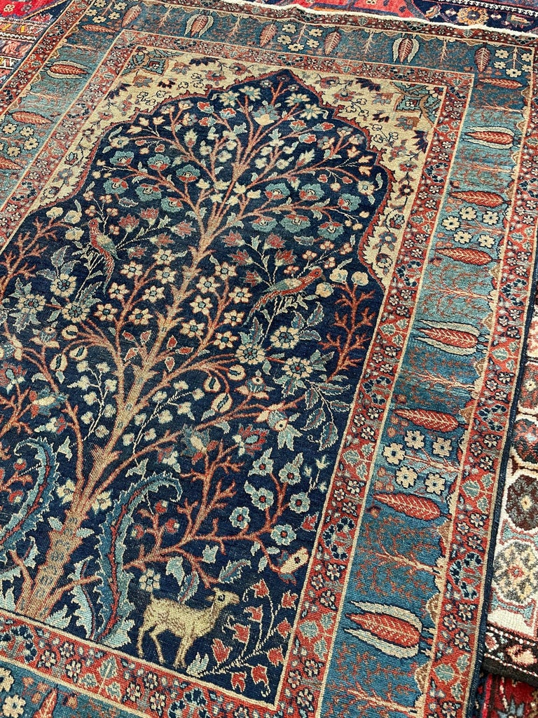 Amazing Paradise Tree of Life Antique Rug, c.1930-40's For Sale at 1stDibs