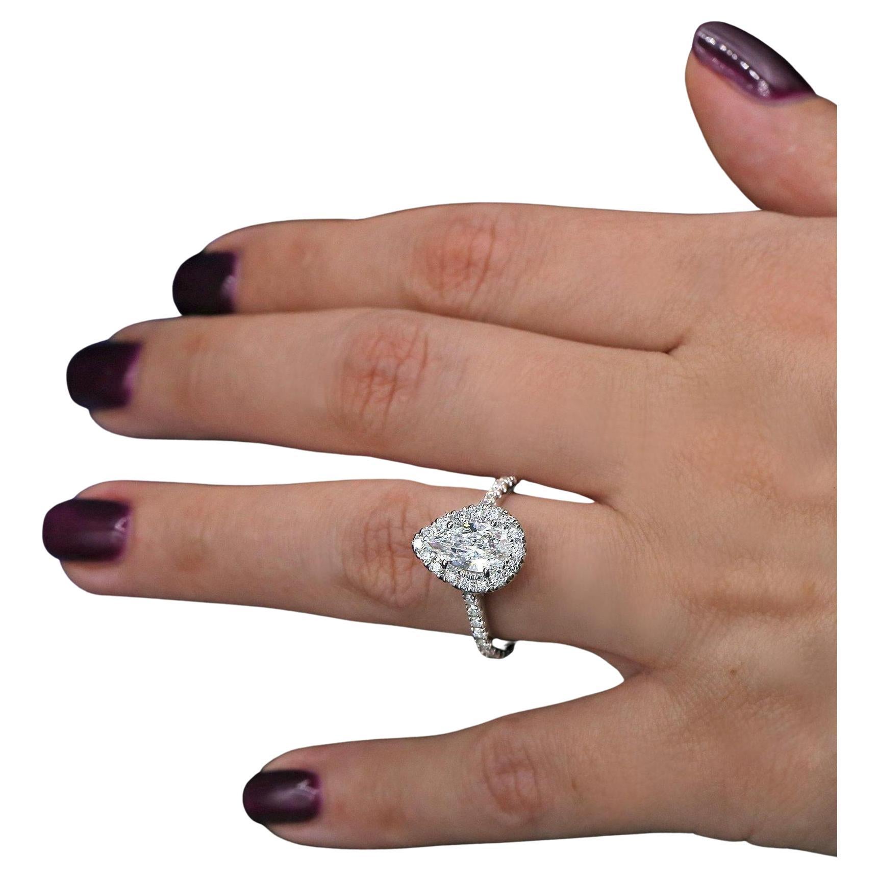 Pear Shaped Engagement Ring With Side Stones - 82 For Sale on 1stDibs