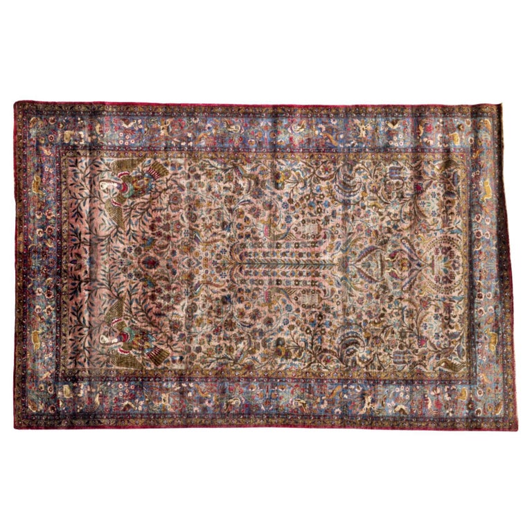 Amazing Persian Rug 19th Century in Silk with Polychrome Decoration For ...