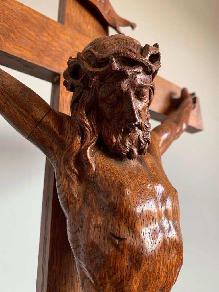 Amazing Quality Carved Antique Gothic Revival Altar Crucifix by Malfait ...