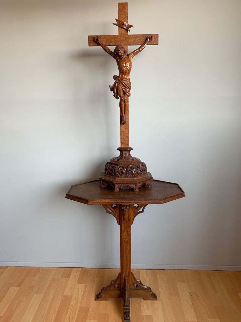 Amazing Quality Carved Antique Gothic Revival Altar Crucifix by Malfait ...