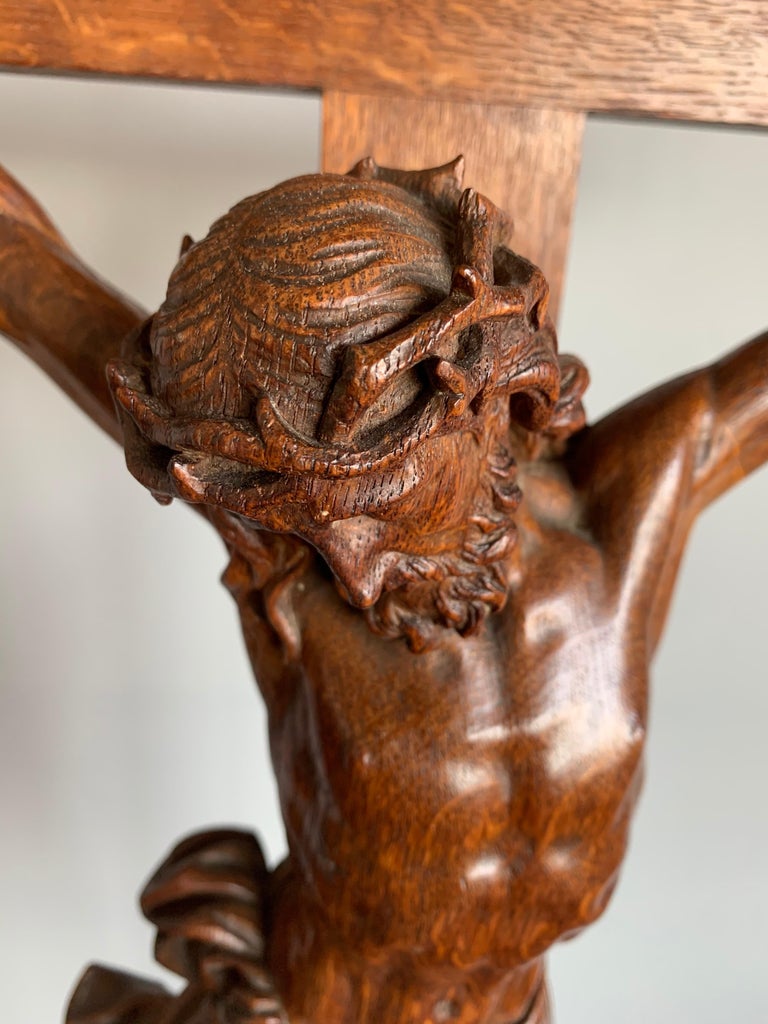 Amazing Quality Carved Antique Gothic Revival Altar Crucifix by Malfait ...