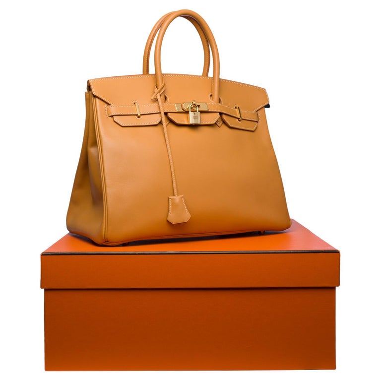 Amazing and Rare Hermès Birkin 35 handbag in Gold Vache naturelle Calf ...