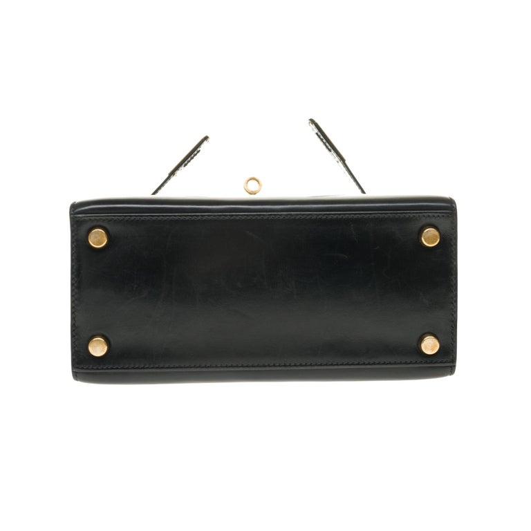Amazing and Rare Hermès Mini Kelly 20cm double strap in black box ...