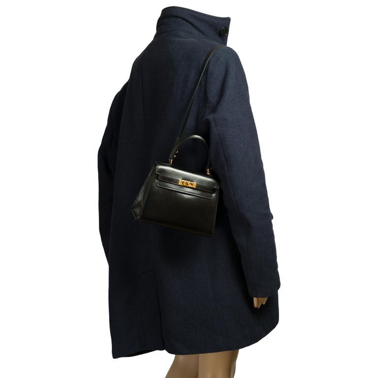 Amazing and Rare Hermès Mini Kelly 20cm double strap in black box ...
