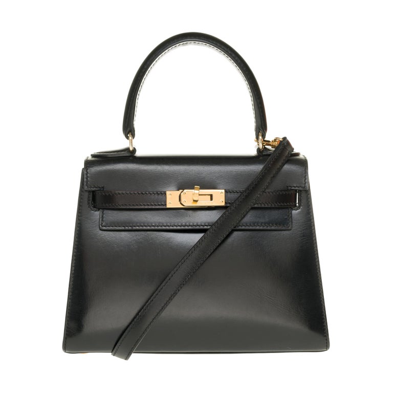 Amazing and Rare Hermès Mini Kelly 20cm double strap in black box ...