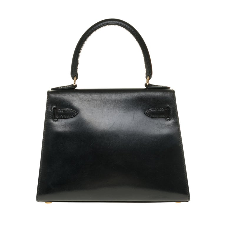 Amazing and Rare Hermès Mini Kelly 20cm double strap in black box ...