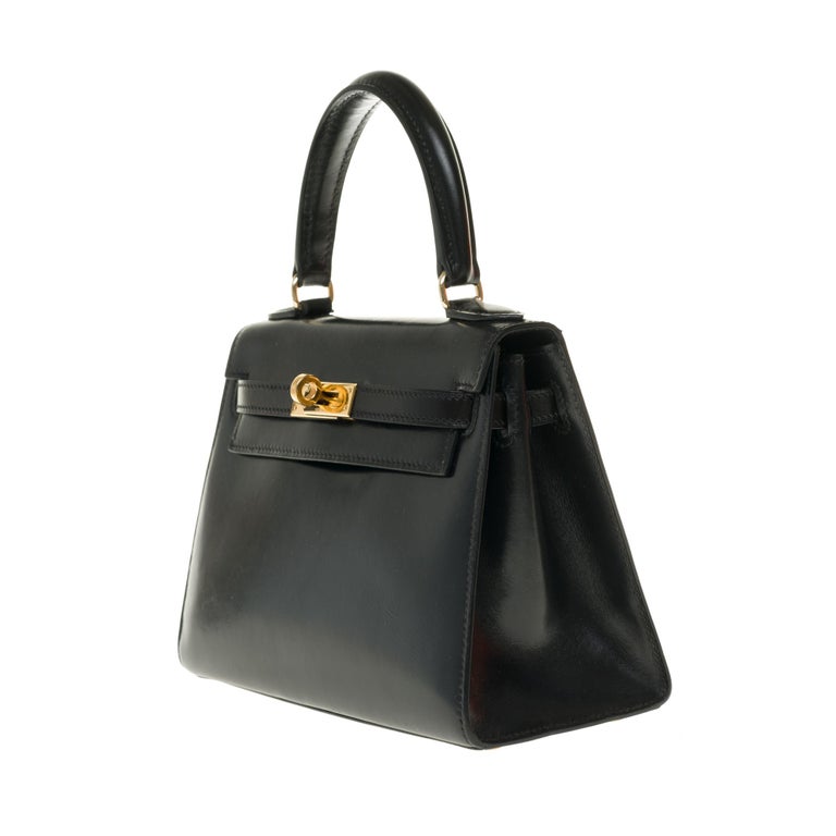 Amazing and Rare Hermès Mini Kelly 20cm double strap in black box ...