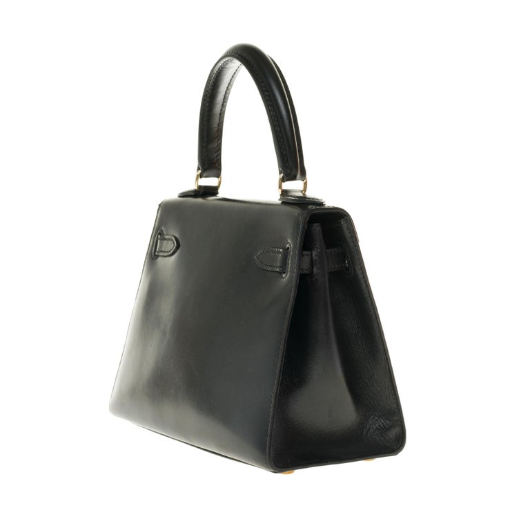 Amazing and Rare Hermès Mini Kelly 20cm double strap in black box ...