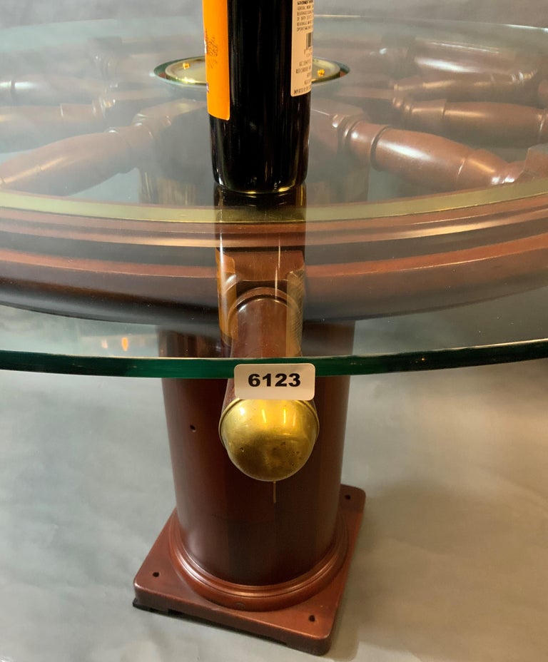 Amazing Ship's Wheel Bar Height Table on Binnacle Base For Sale at 1stDibs